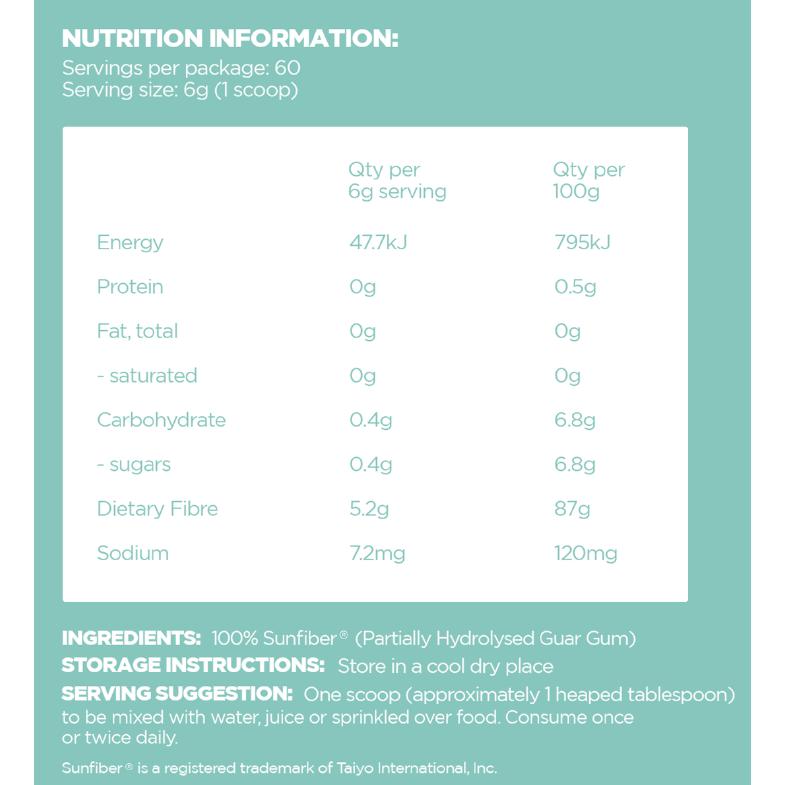 Happy Belly Fibre PHGG - Partially Hydrolyzed Guar Gum 60 Serves (360g ...